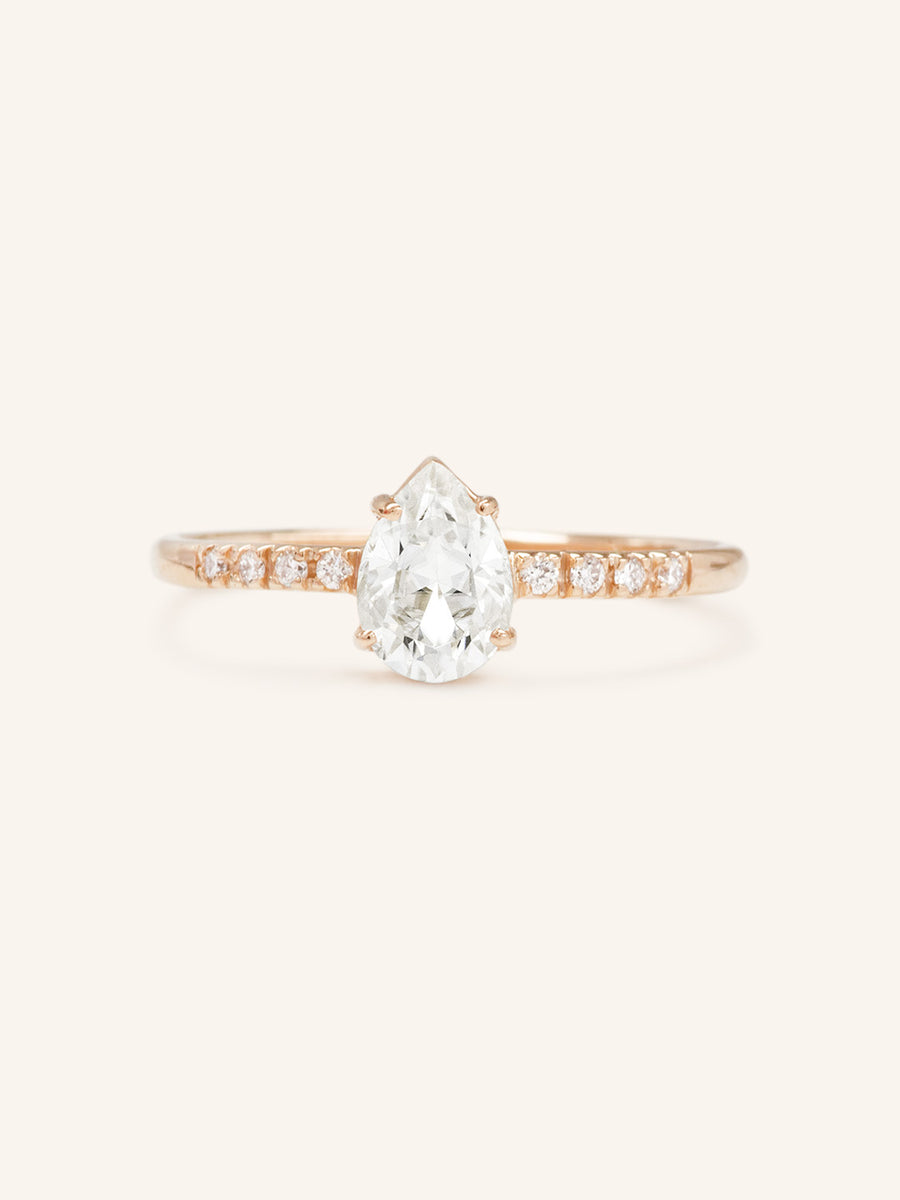 Bridal Blush Pear Moissanite Diamond Accent Engagement Ring – A Gilded Leaf