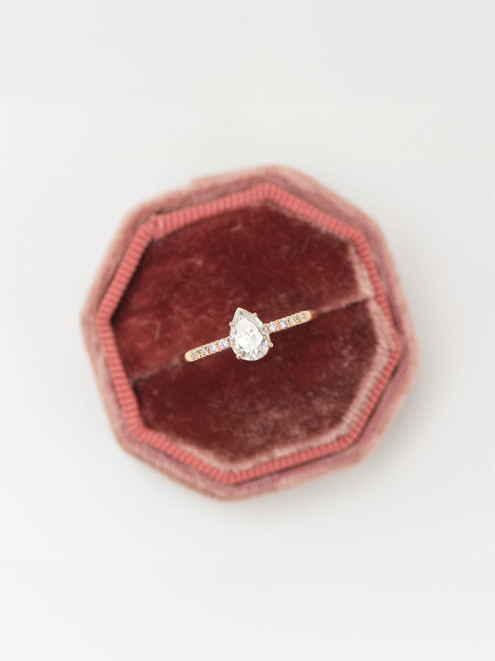 Bridal Blush Pear Moissanite Diamond Accent Engagement Ring – A Gilded Leaf