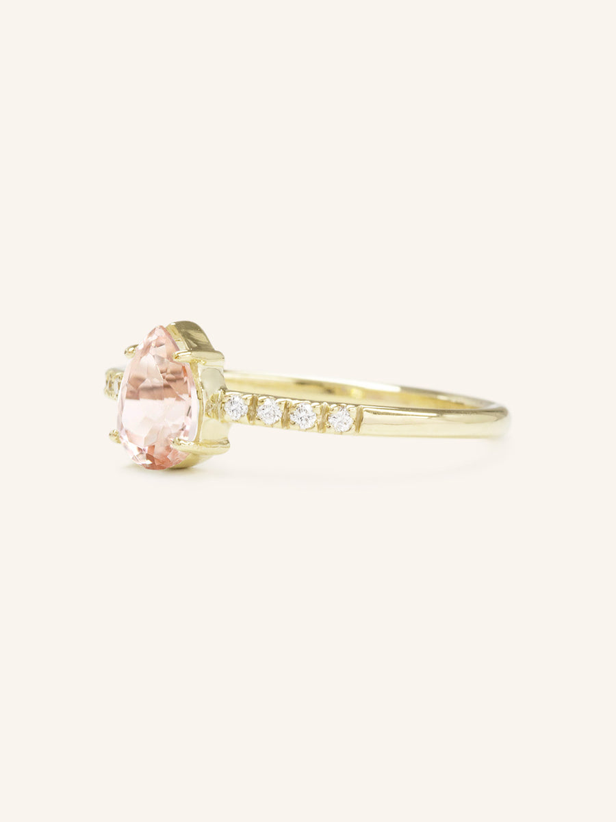 Bridal Blush Pear Morganite Diamond Accent Engagement Ring – A Gilded Leaf